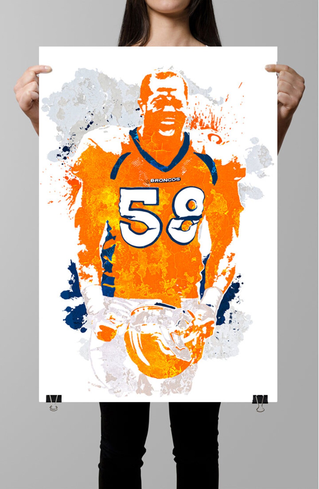 Fan Art Poster, Von Miller Denver Broncos Poster, Wall Art, Sports ...