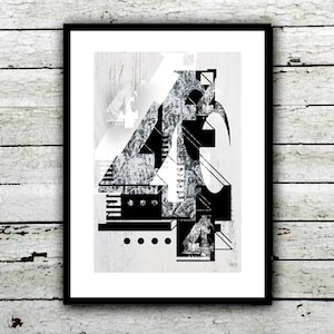 Number 4 Poster Typography Poster, Typography Art, Wall Art, Modern ...