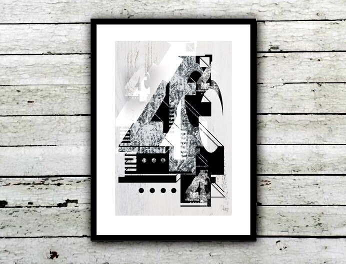 Number 4 Poster Typography Poster Typography Art Wall Art - Etsy