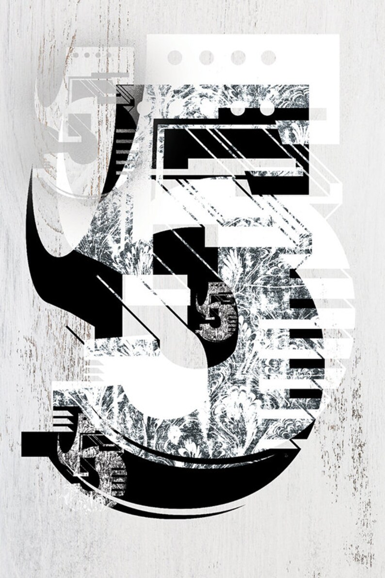 Number 5 Poster Typography Poster Typography Art Wall Art - Etsy