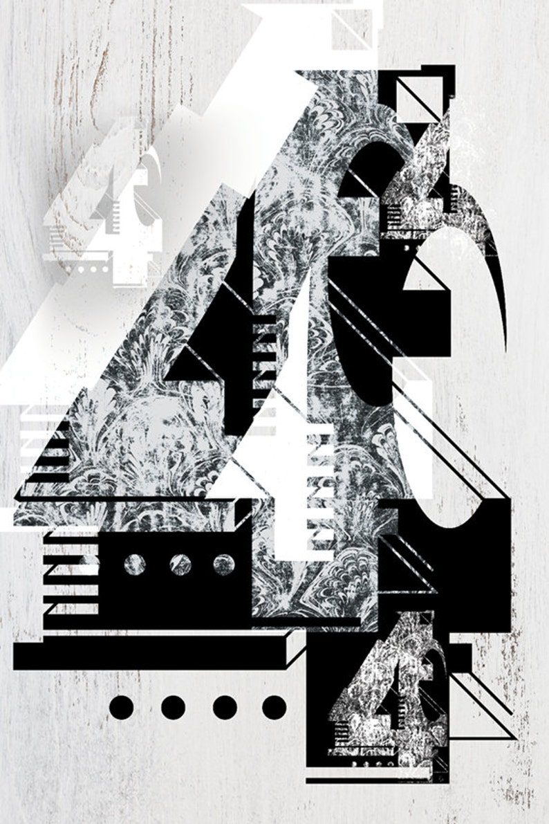 Number 4 Poster Typography Poster Typography Art Wall Art - Etsy