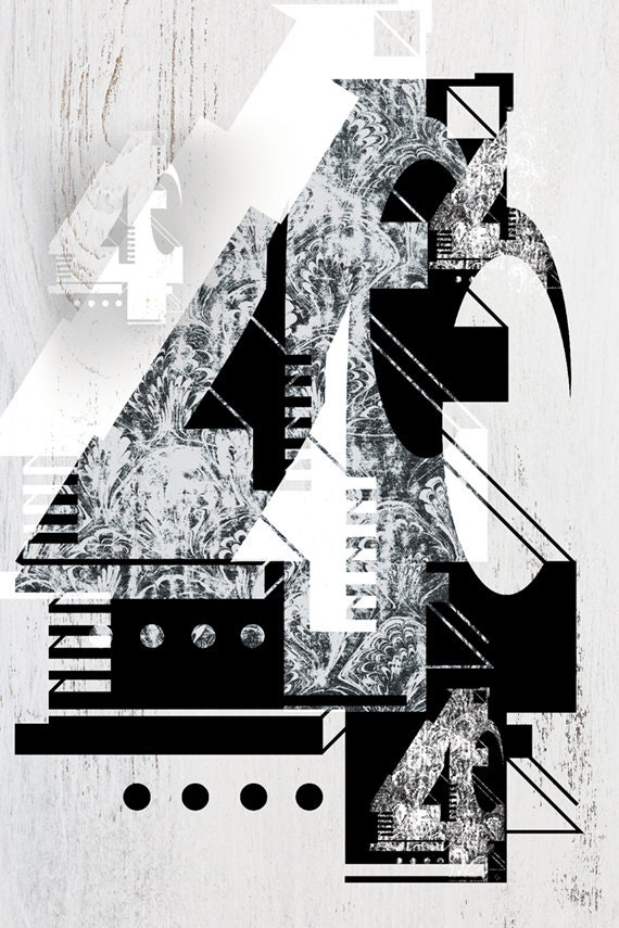 Number 4 Poster Typography Poster Typography Art Wall Art - Etsy