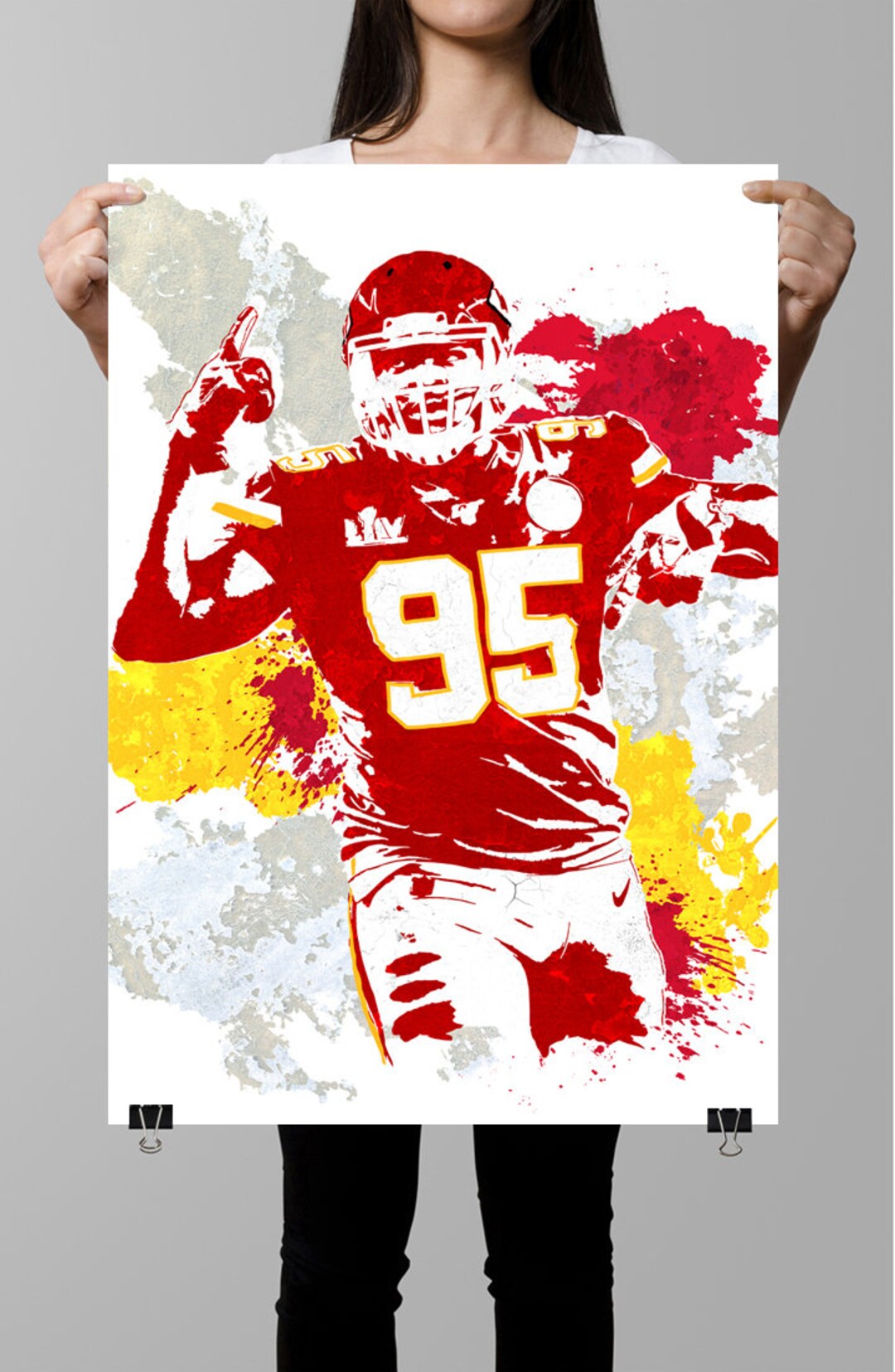 Chris Jones Kansas City Chiefs Poster, Wall Art, Sports Poster, Fan Art ...