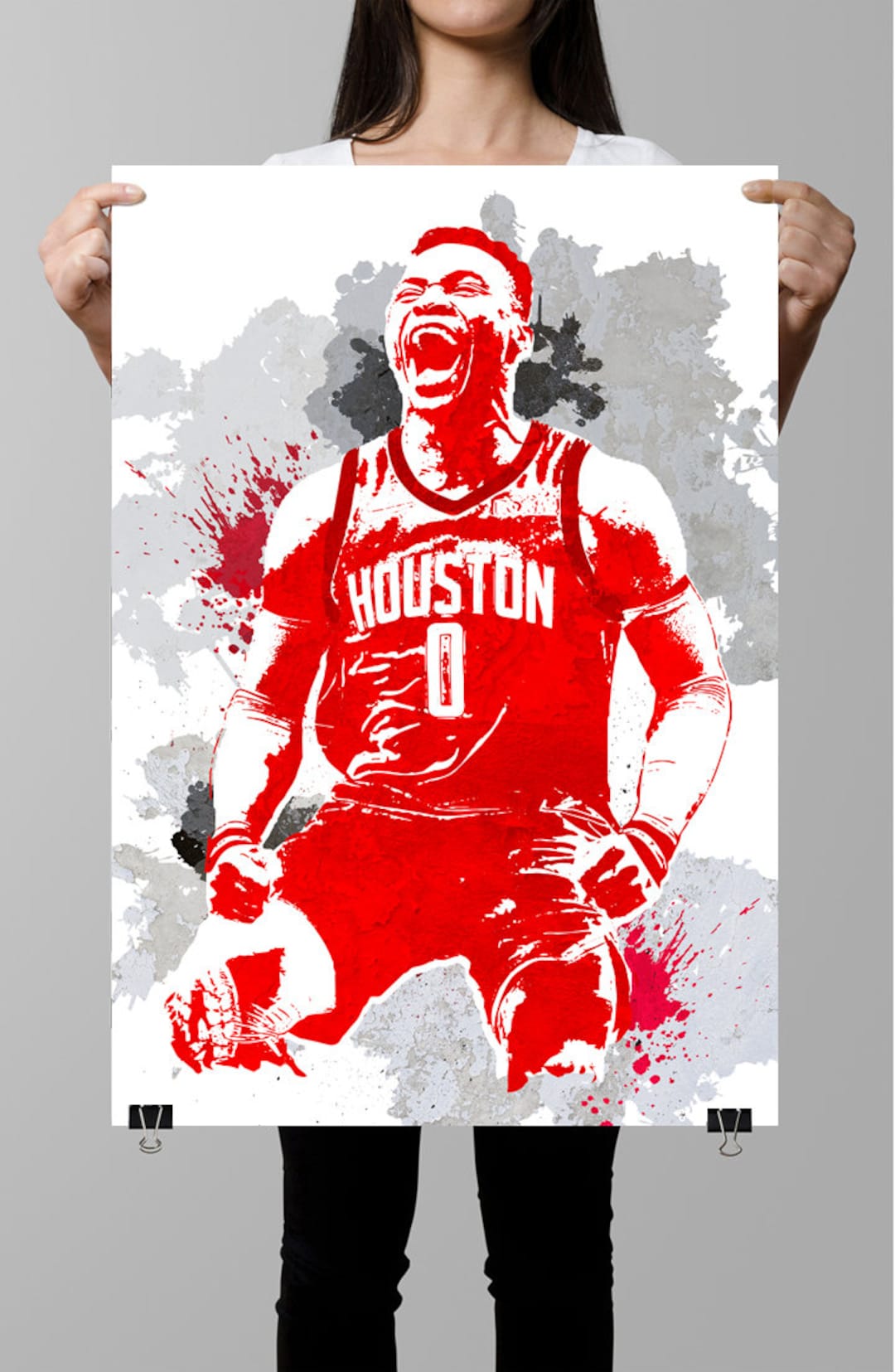 Russell Westbrook, Houston Rockets Poster, Sports Art Poster, Kids ...