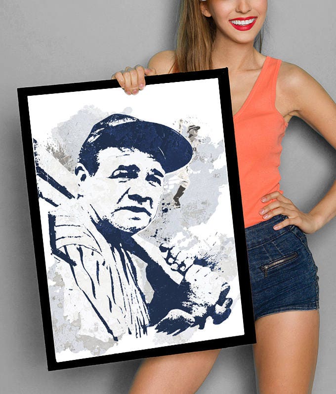 Babe Ruth New York Yankees Sports Poster Wall Art Fan Art - Etsy