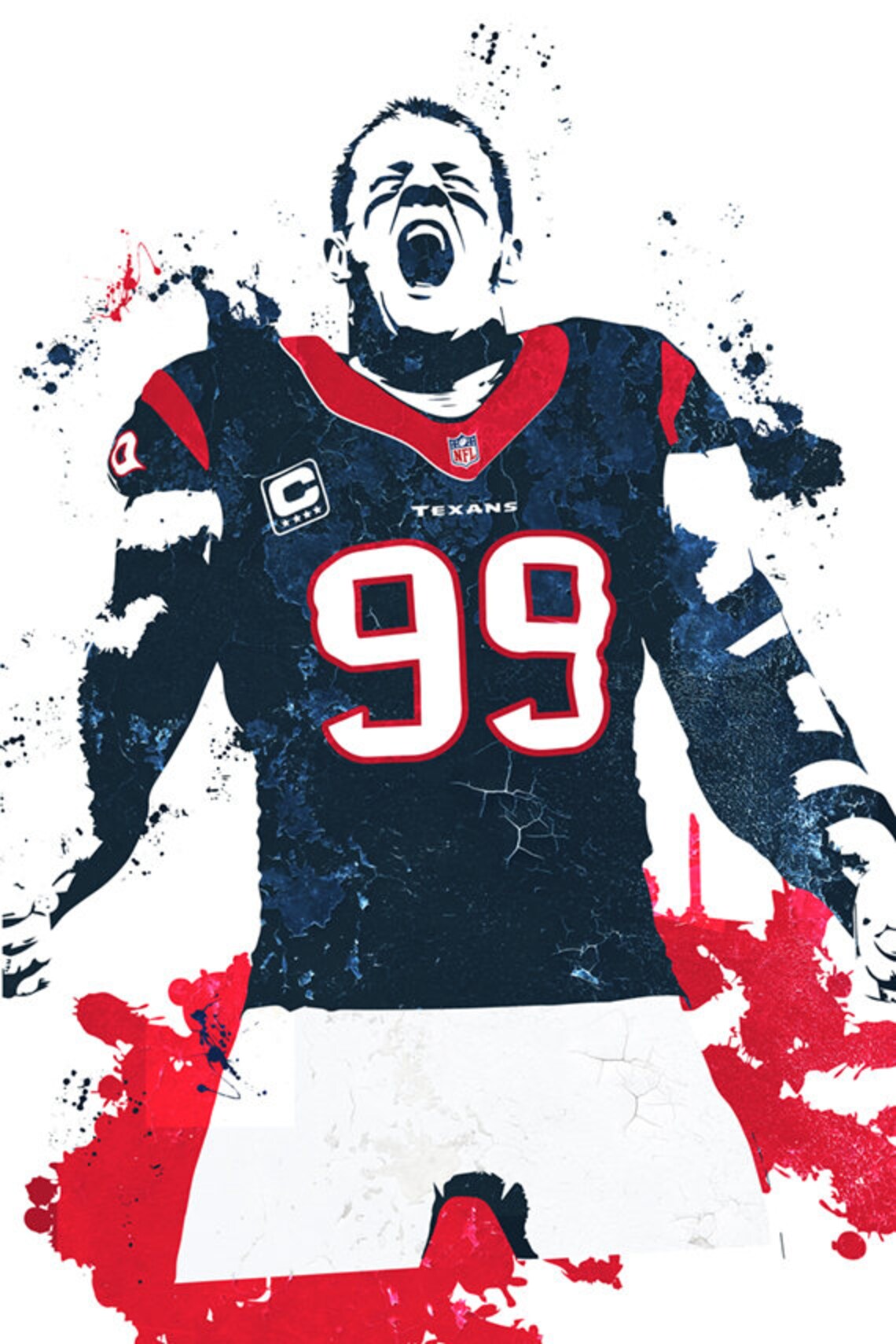 Fan Art Poster JJ Watt Houston Texans Poster Wall Art - Etsy