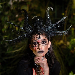Skull Crown Headpiece Horns, Succubus Horn Headdress, Dragons, Gothic ...