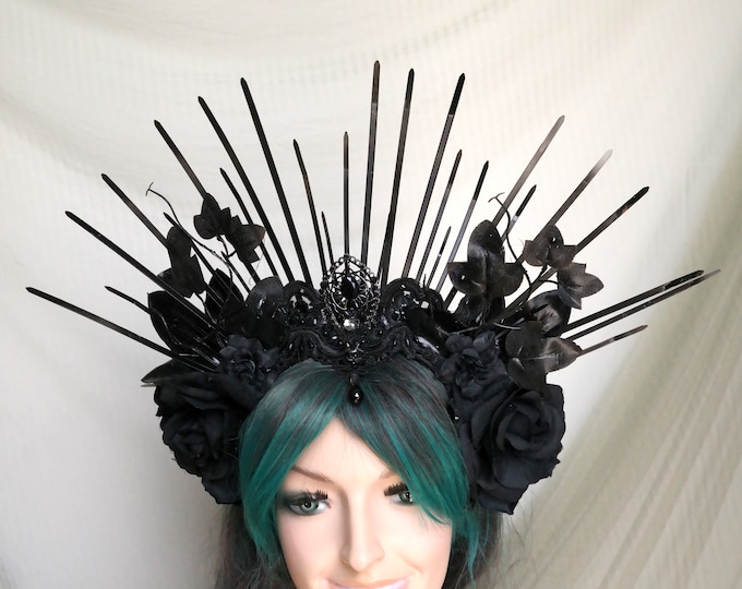 Dark fairy crown Gothic Spiked Halo Headdress Gothic | Etsy