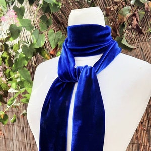 Royal Blue Velvet Scarf, Skinny Scarf Velvet, Scarf Headband, Women's ...