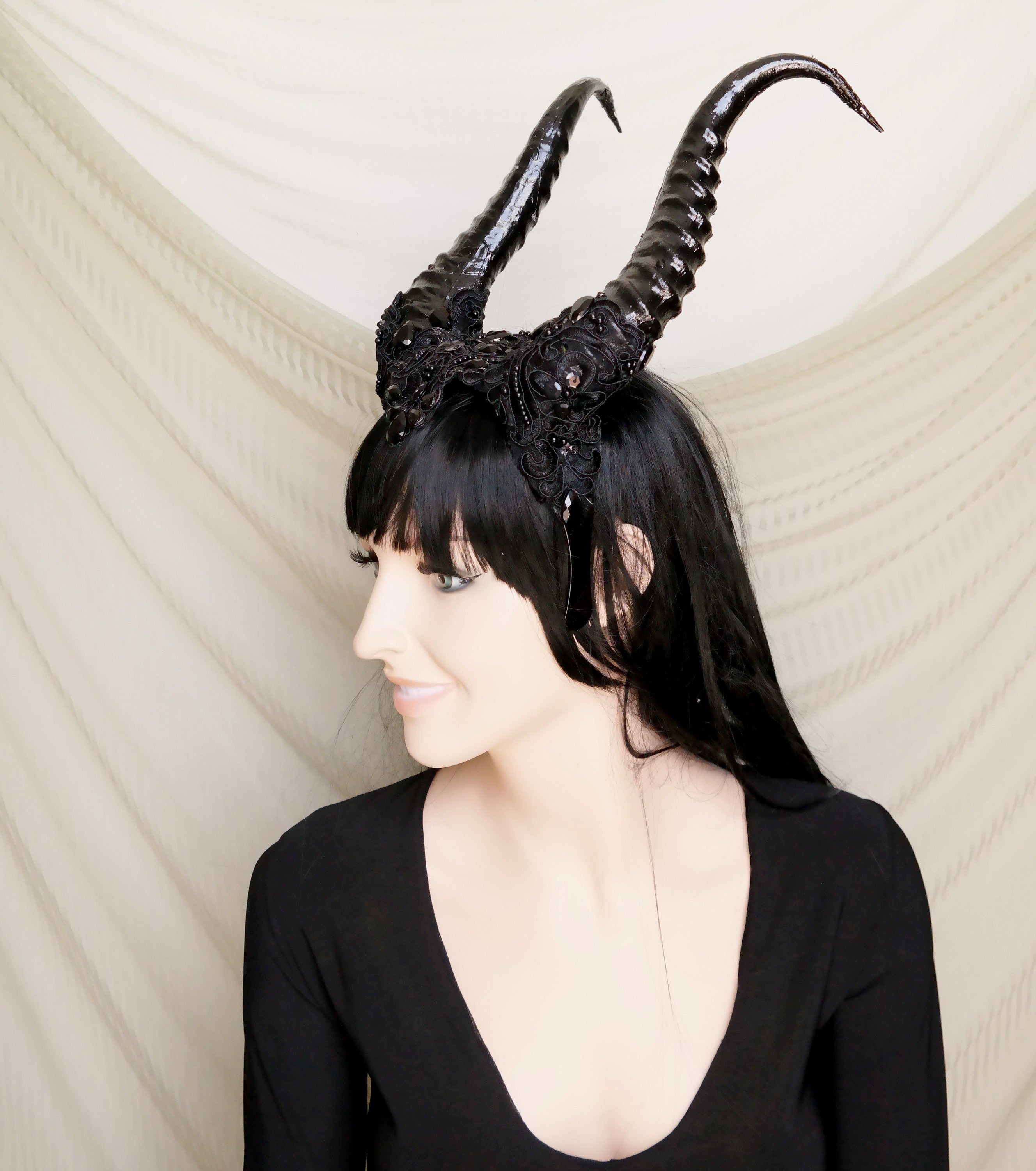 Maleficent Horns Headpiece Succubus Horn Headdress Dragons - Etsy