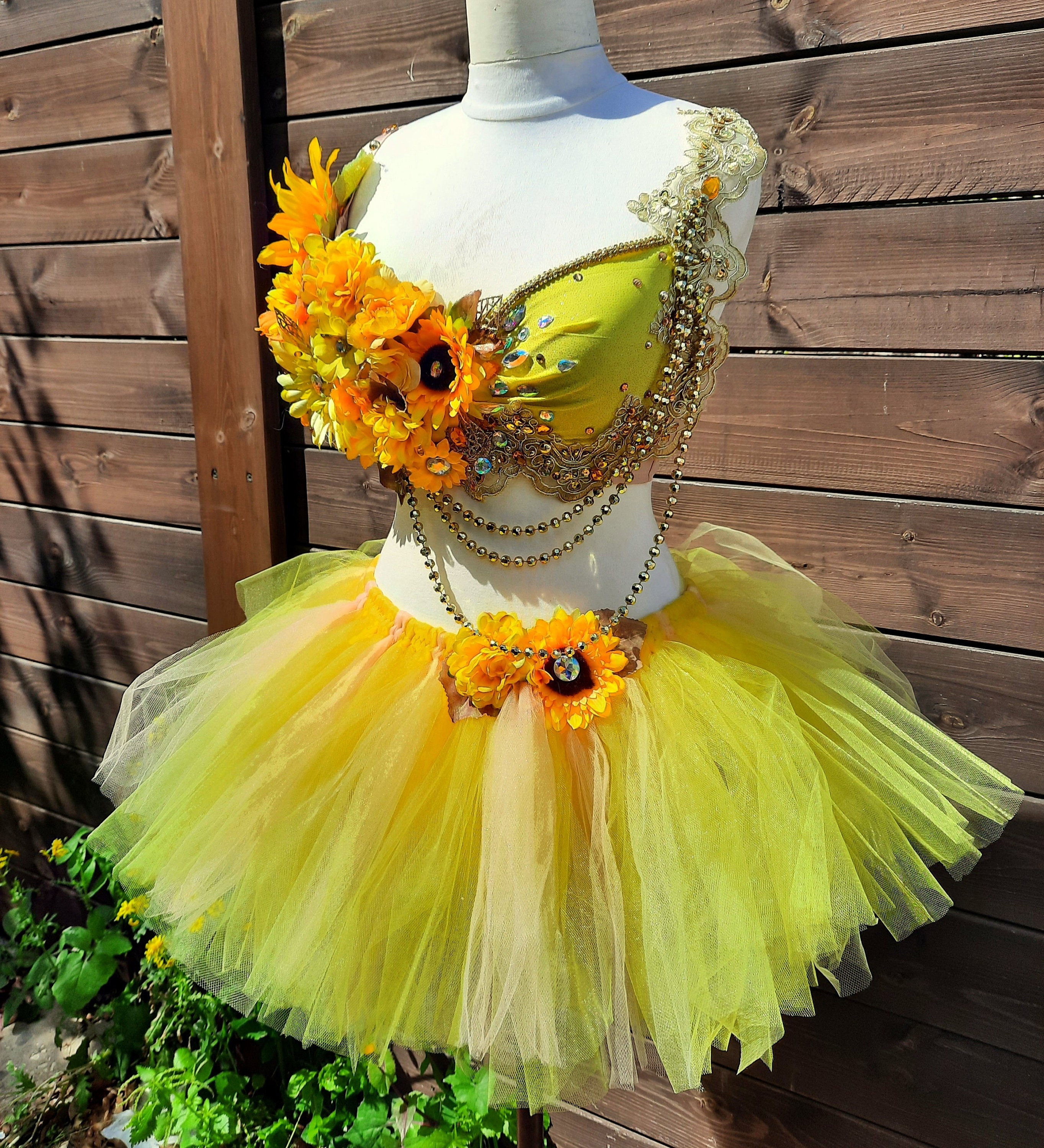 Adult Fairy Costume, Yellow Fairy Bra and Tutu, Fairy Rave Bra and Tutu ...