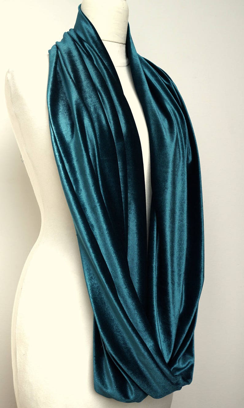 Velvet Scarf Teal Velvet Scarf Velvet Infinity Scarf Women - Etsy