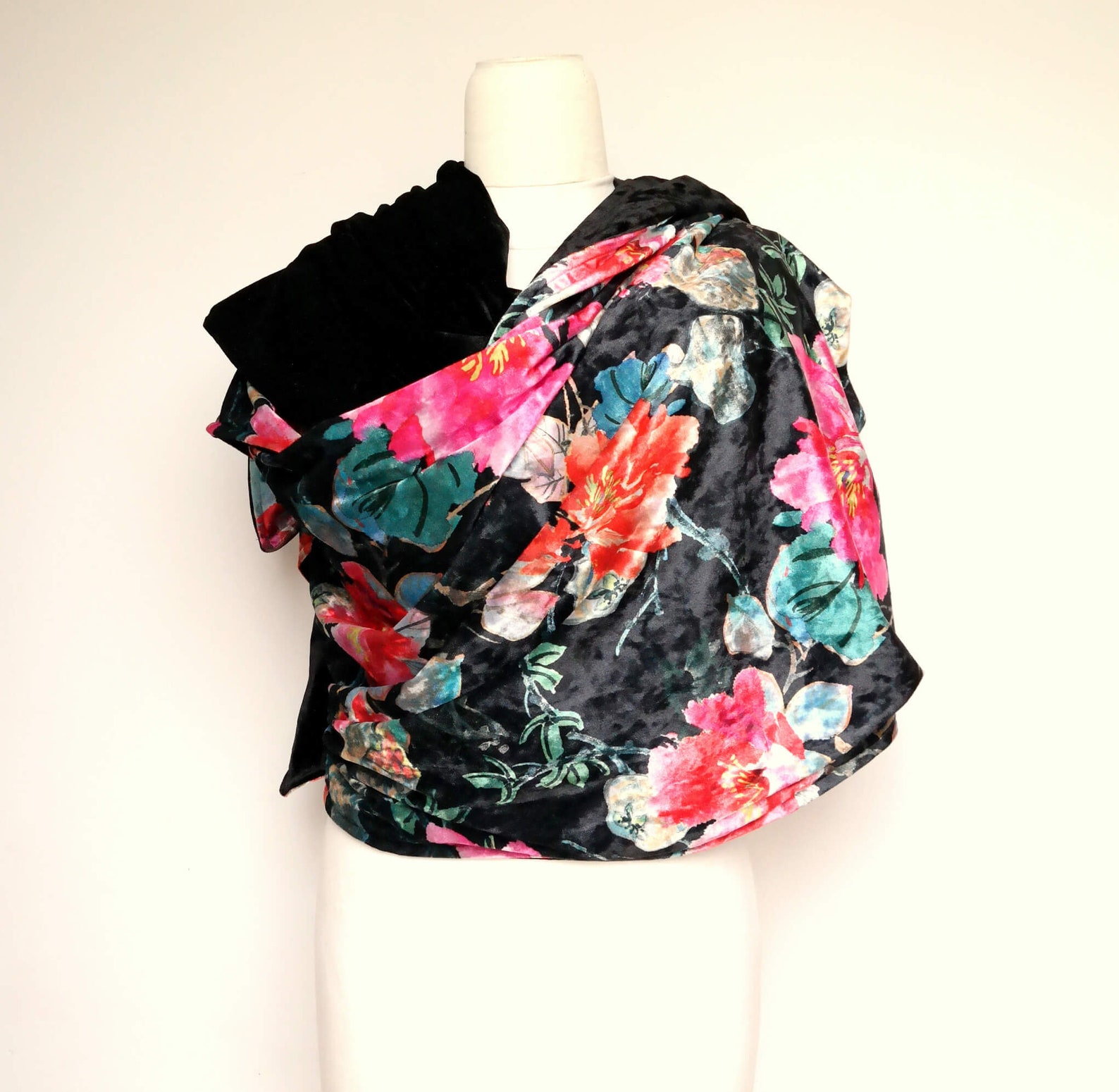 Black Velvet Shawl, Velvet Wrap Shawl, Women Shawl, Adult Scarf, Velvet ...