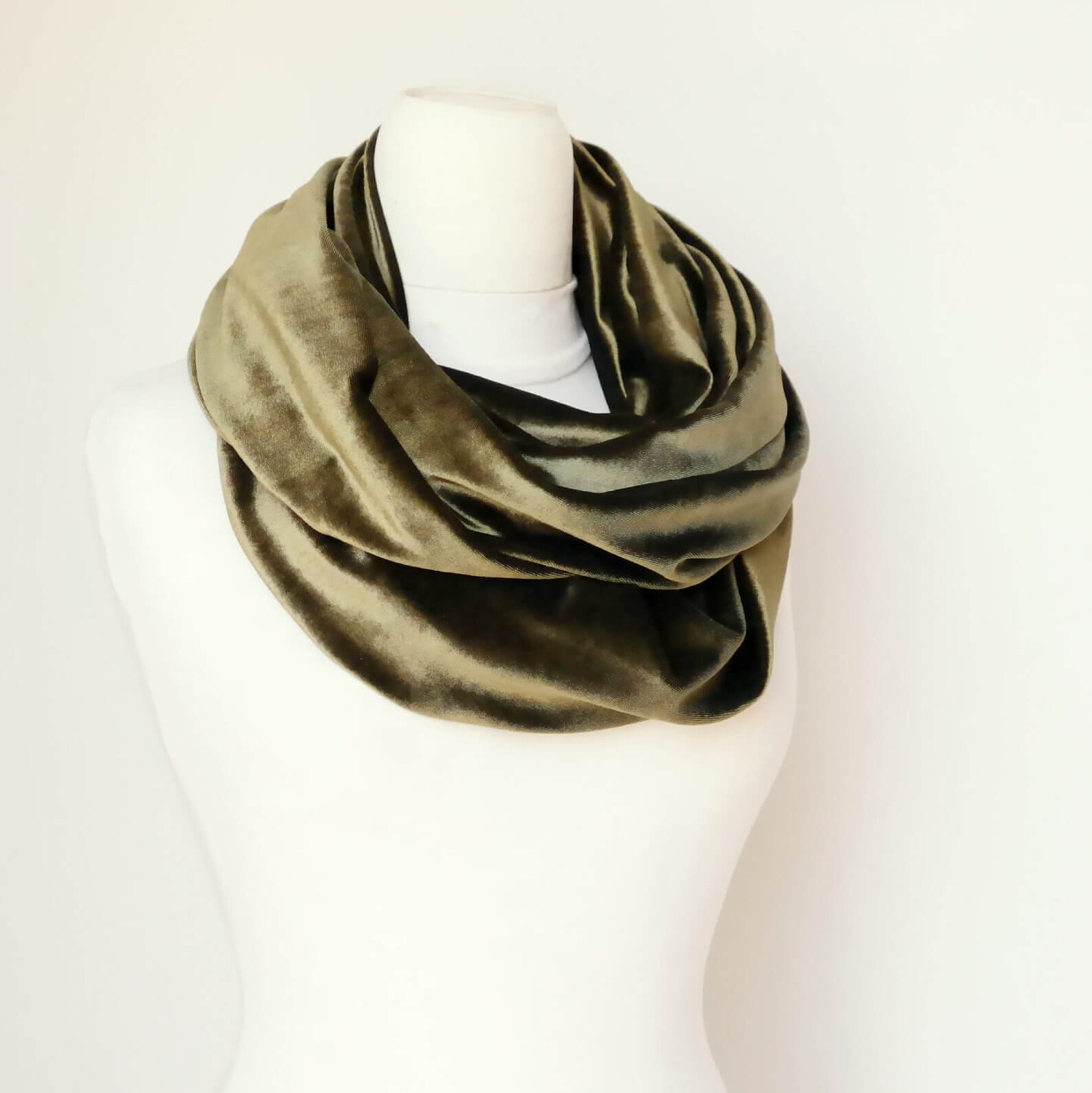 Olive Green Scarf, Velvet Green Scarf, Autumn Gift Scarf, Velvet ...