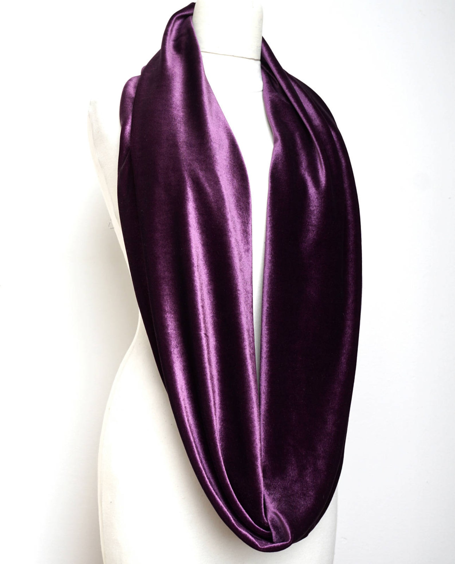 Velvet Scarf Purple Velvet Scarf Velvet Infinity Scarf | Etsy