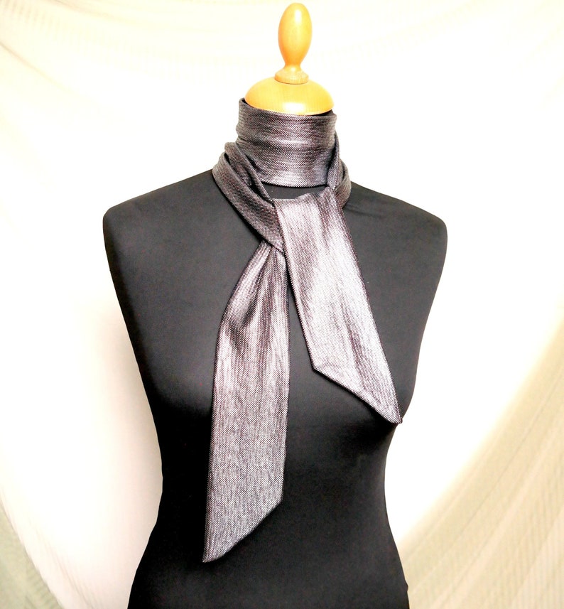 Metallic Silver Scarf Silver Skinny Scarf Silver Print - Etsy