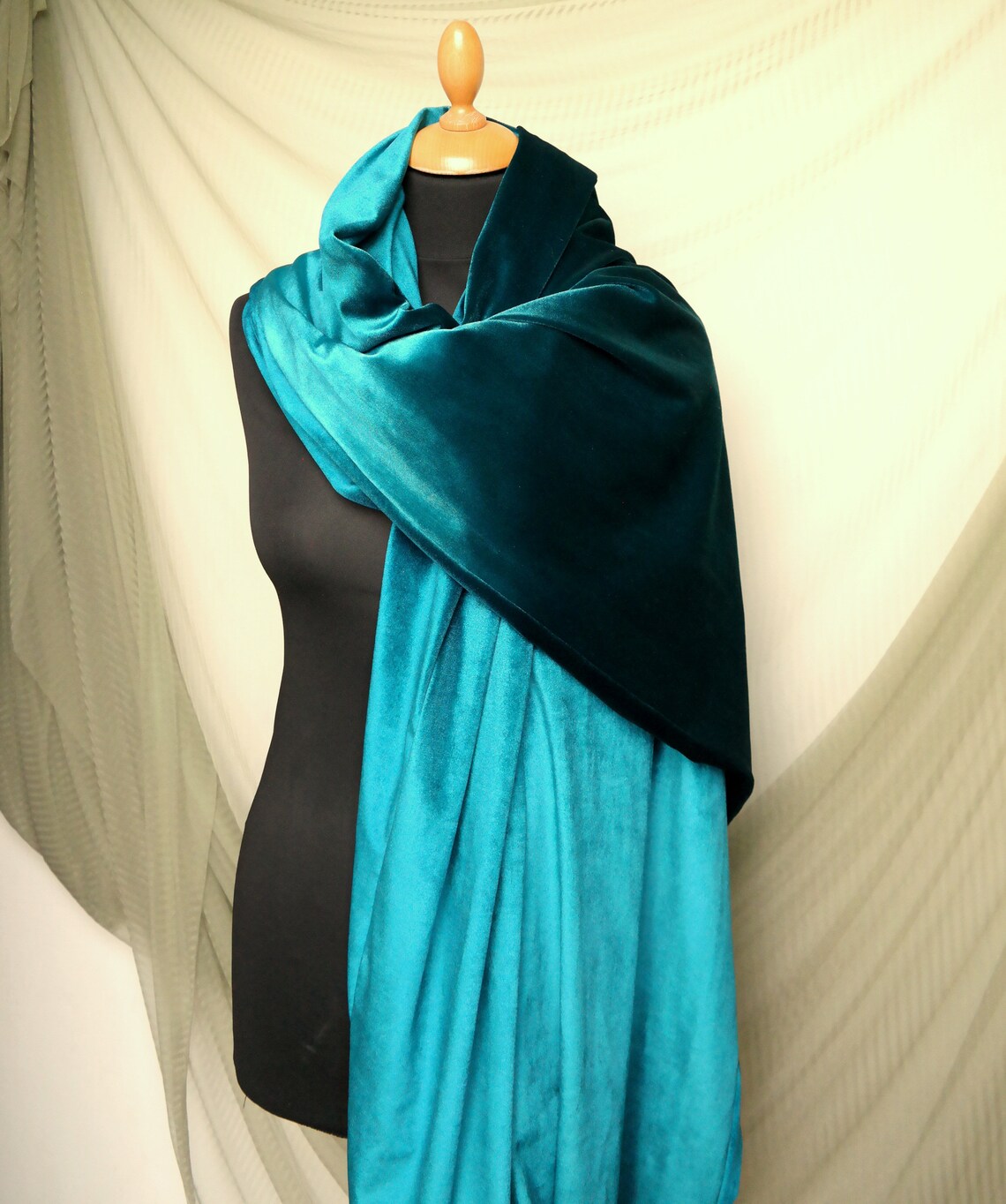 Teal Velvet Shawl 3 Sizes Availale Large Velvet Shawl Women - Etsy