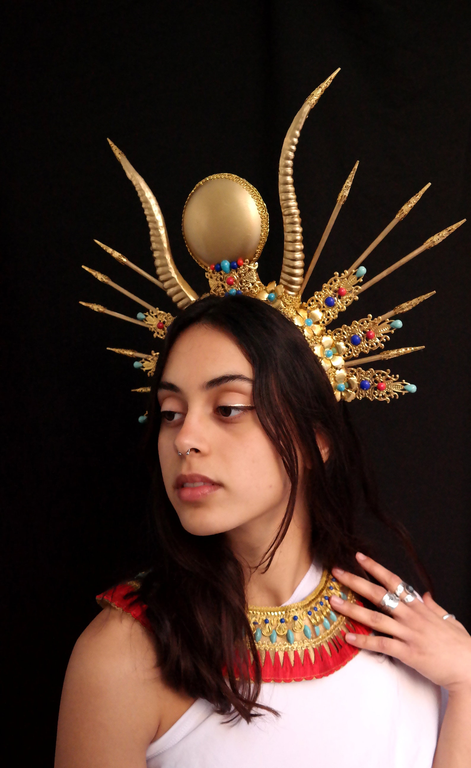 Egyptian Headpiece, Egyptian Goddess Crown, Gold Headdress, Cleopatra ...