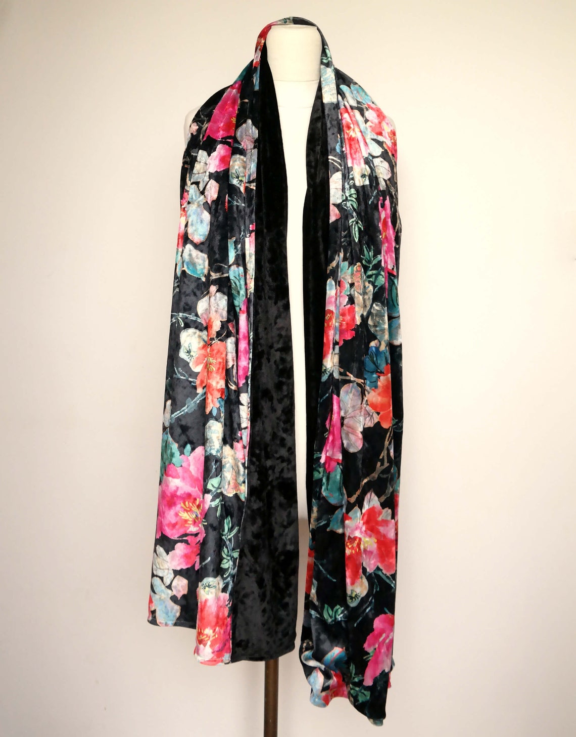 Black Velvet Shawl, Velvet Wrap Shawl, Women Shawl, Adult Scarf, Velvet ...