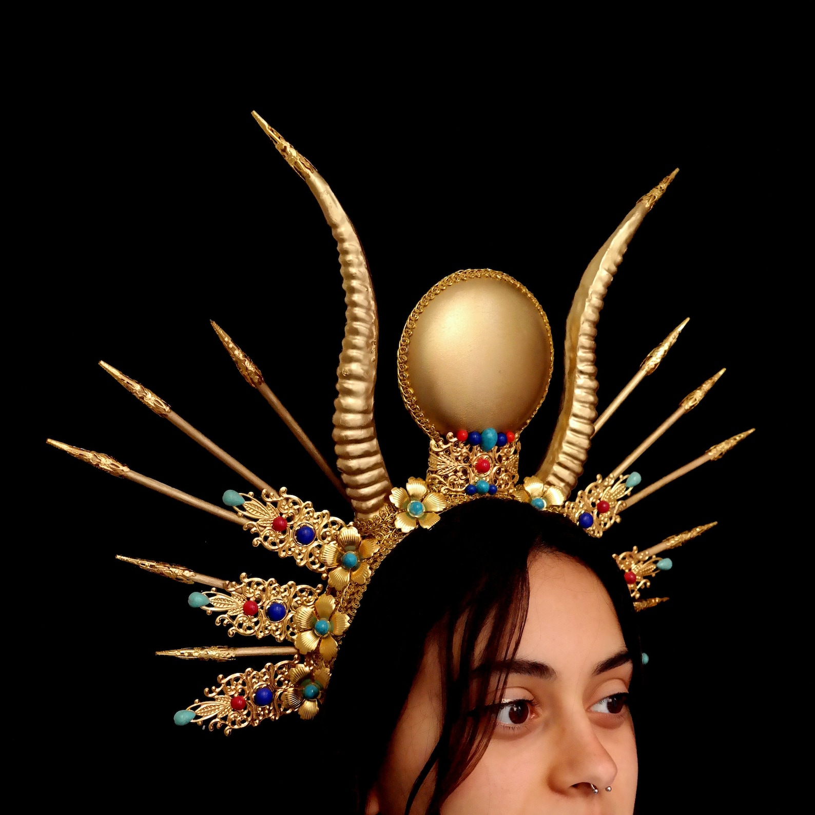 Egyptian Headpiece, Egyptian Goddess Crown, Gold Headdress, Cleopatra ...