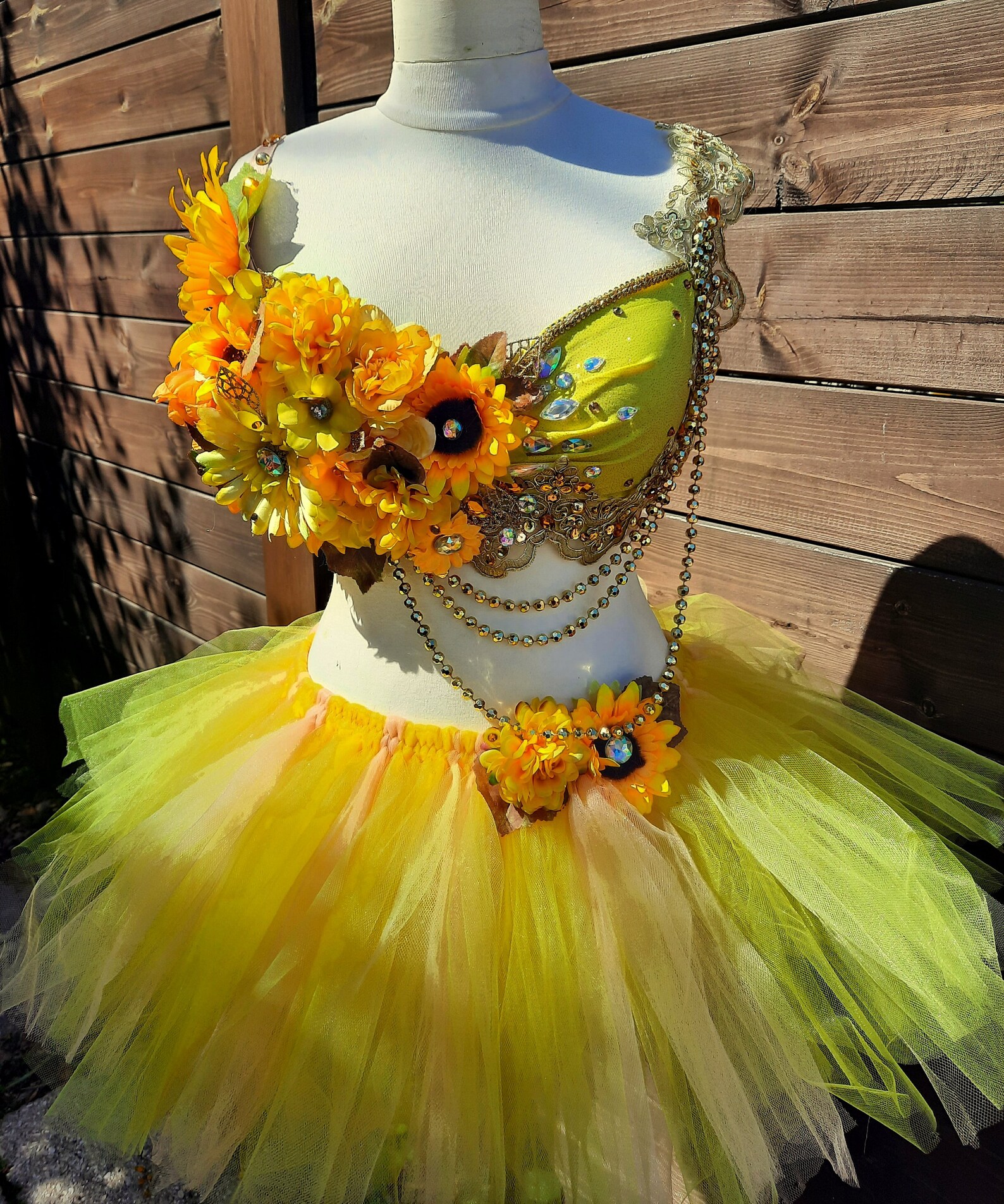 Adult Fairy Costume, Yellow Fairy Bra and Tutu, Fairy Rave Bra and Tutu ...