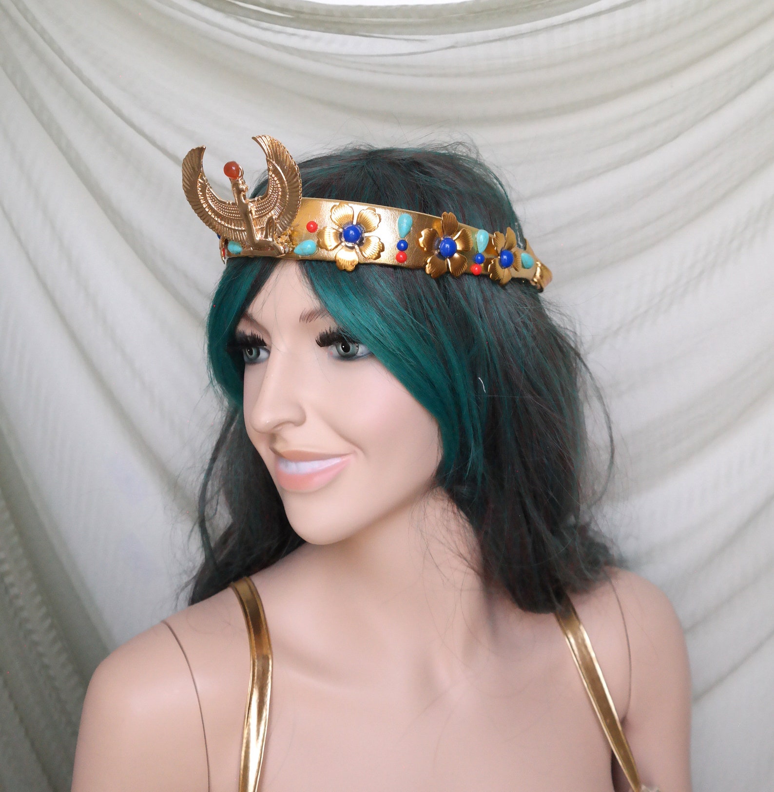 Egyptian headpiece Egyptian Goddess Crown Gold Headdress | Etsy