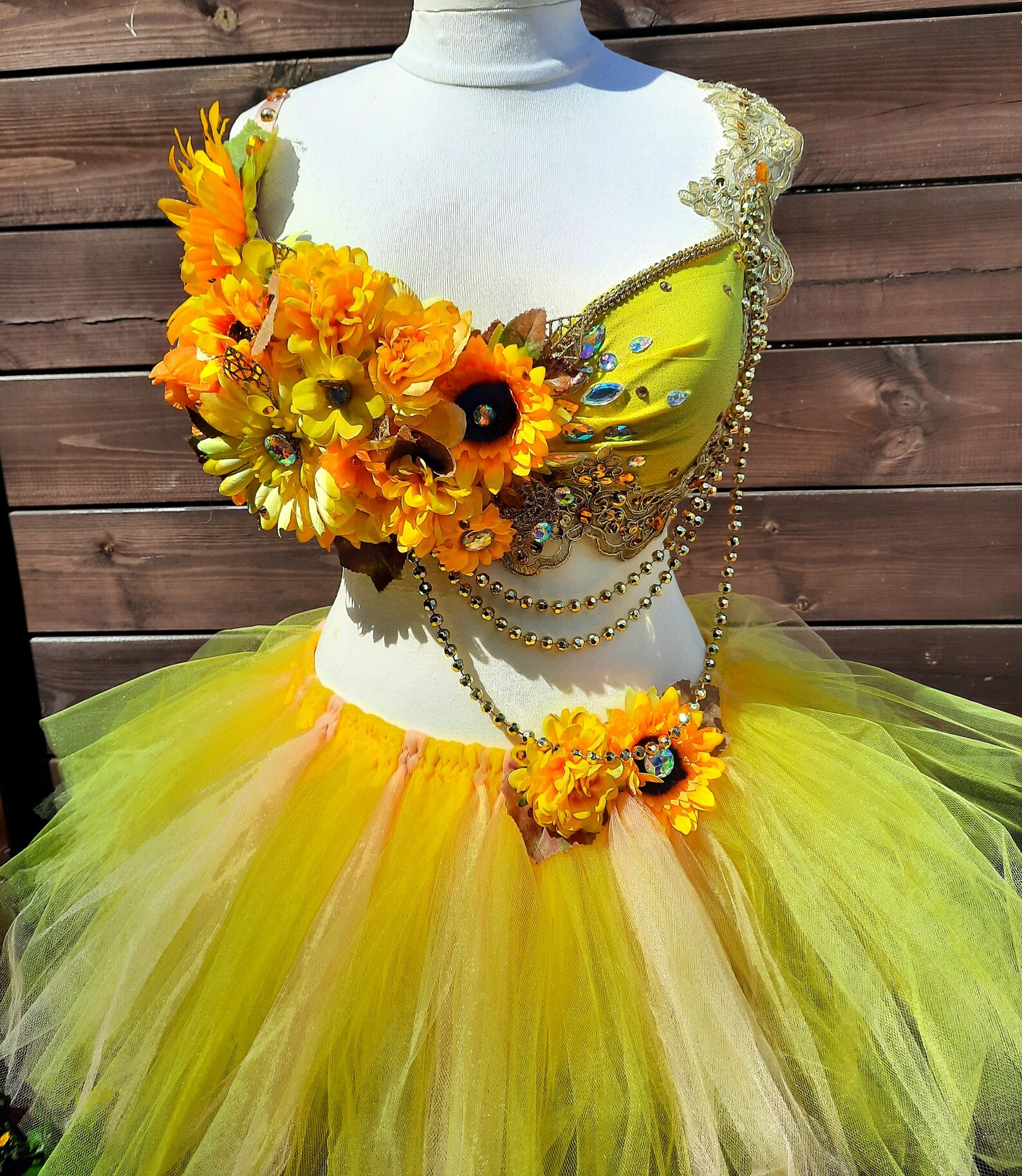 Adult Fairy Costume, Yellow Fairy Bra and Tutu, Fairy Rave Bra and Tutu ...