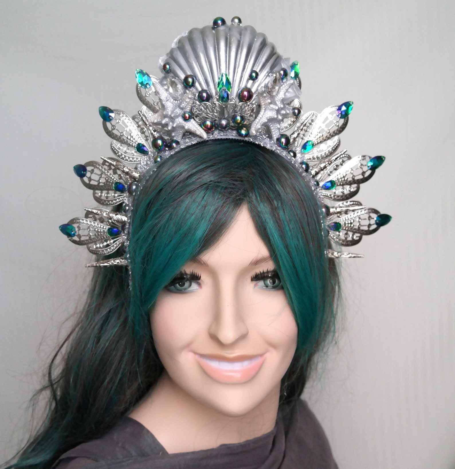 Mermaid Headpiece, Blue Green Mermaid Crown, Mermaid Crown Tiara ...