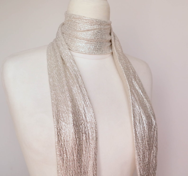 Silver Print Shimmering Lurex Scarf Silver Skinny Scarf | Etsy