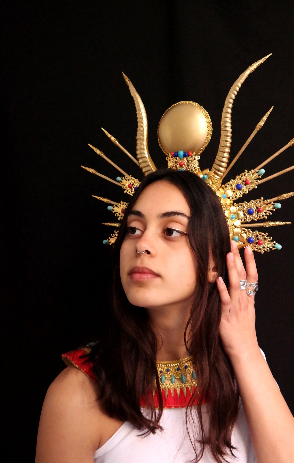 Egyptian Headpiece, Egyptian Goddess Crown, Gold Headdress, Cleopatra ...