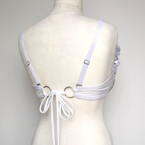 White Rave Bra and Half Tutu Bustle, Silver White Rave Bra Made to ...