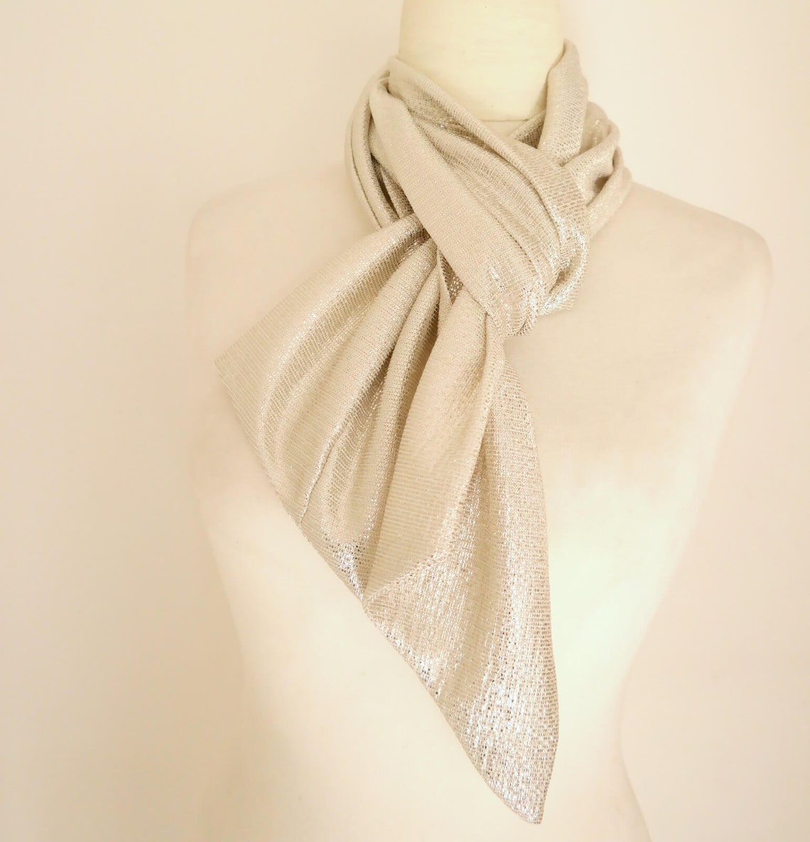 Silver Print Shimmering Lurex Scarf Silver Skinny Scarf | Etsy