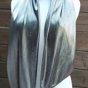 Metallic Silver Scarf Silver Skinny Scarf Silver Print - Etsy