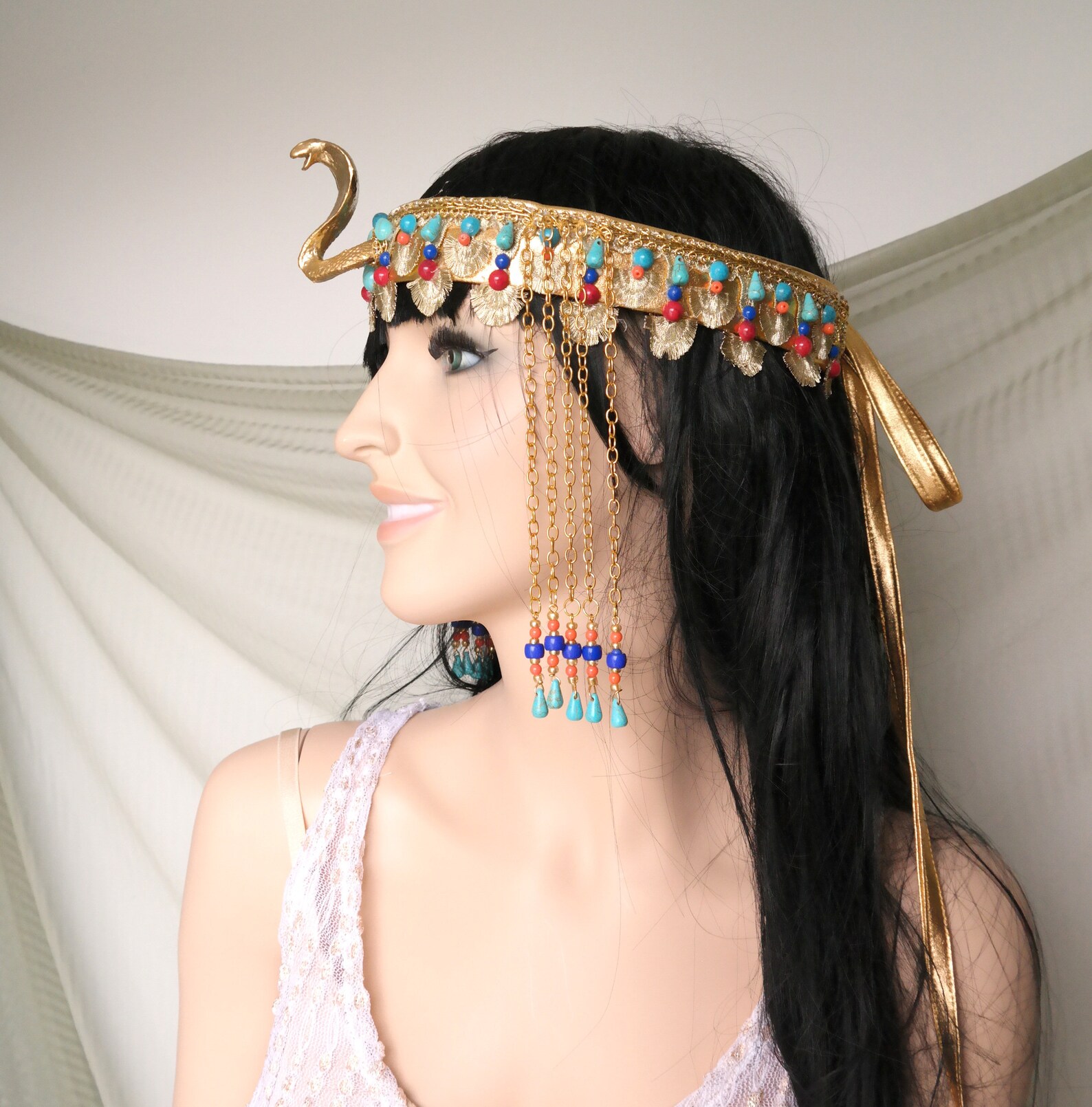 Egyptian Headpiece, Egyptian Goddess Crown, Gold Headdress, Cleopatra ...