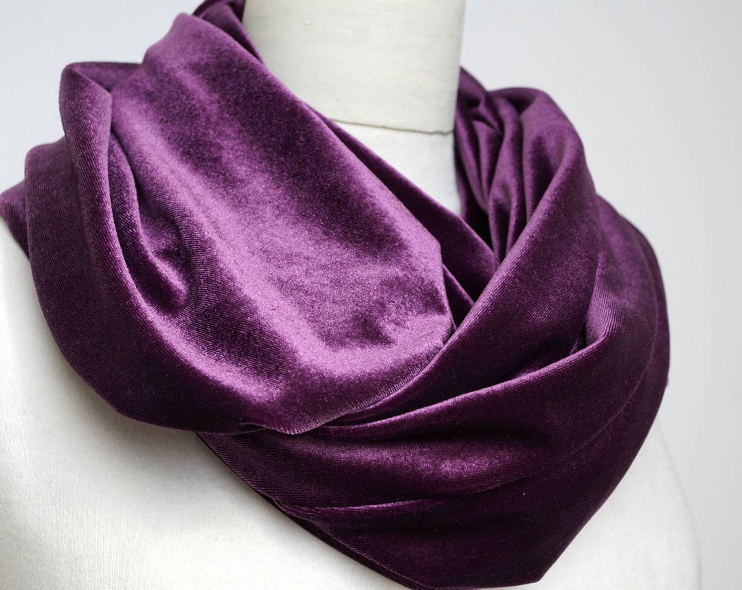 Velvet Scarf, Purple Velvet Scarf, Velvet Infinity Scarf, Women Scarf ...