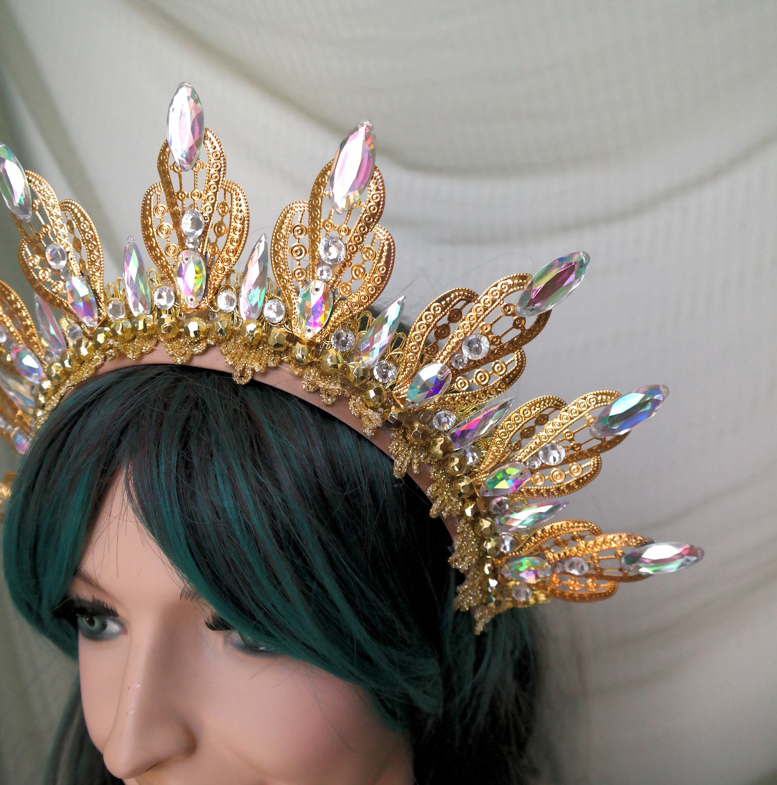 Gold goddess headpiece Gold Tiara Crown Halo Headdress | Etsy