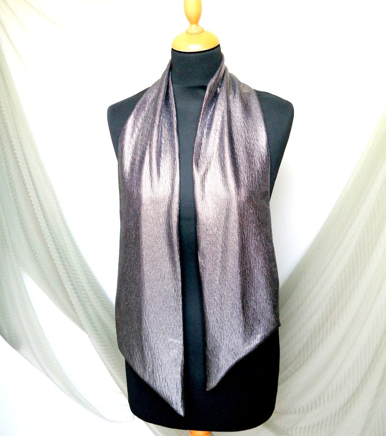 Metallic Silver Scarf Silver Skinny Scarf Silver Print - Etsy