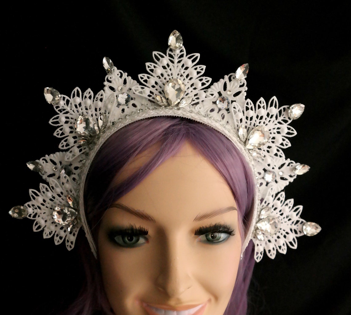 Snow Queen Headdress Ice Queen Crown Winter Goddess Crown - Etsy