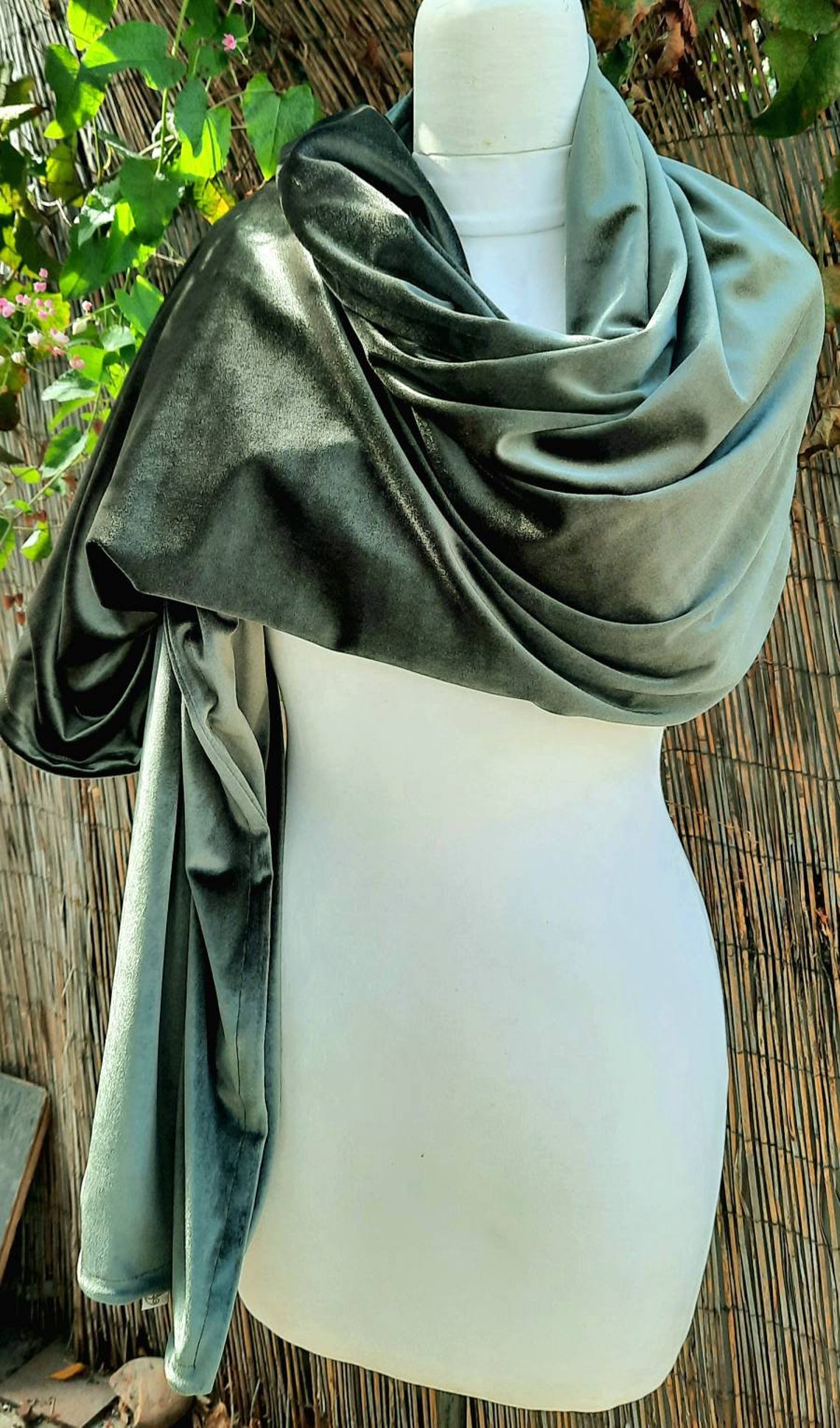Olive Green Velvet Shawl, Shimmering Elegant Cozy Shawl - Etsy