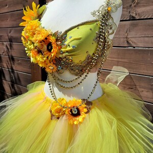 Adult Fairy Costume, Yellow Fairy Bra and Tutu, Fairy Rave Bra and Tutu ...