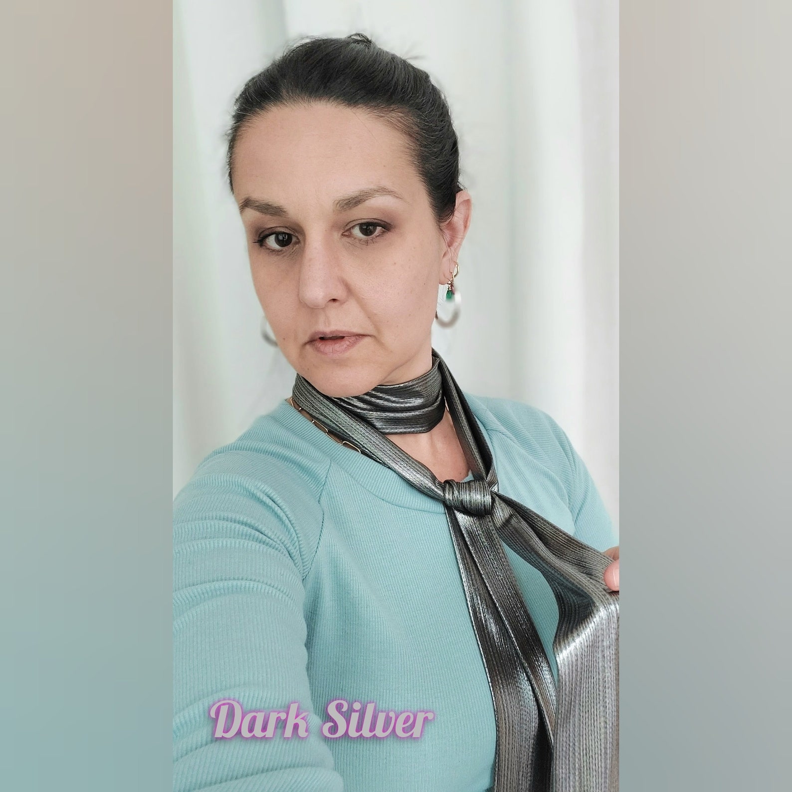 Metallic Silver Scarf Silver Skinny Scarf Silver Print - Etsy