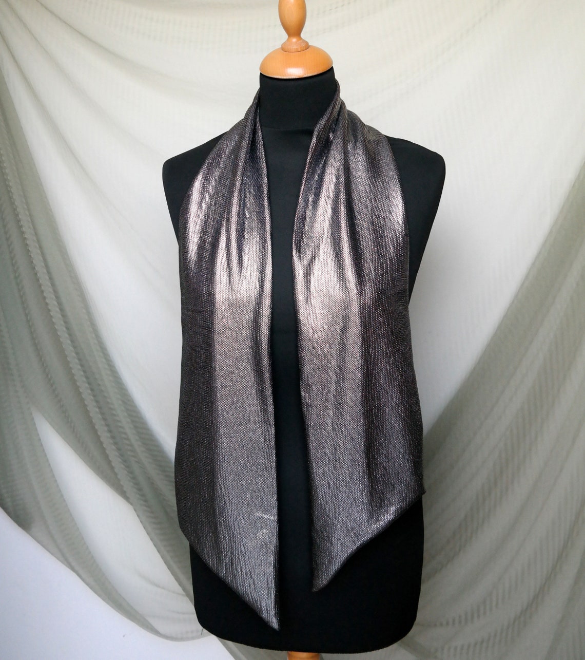 Metallic Silver Scarf Silver Skinny Scarf Silver Print - Etsy