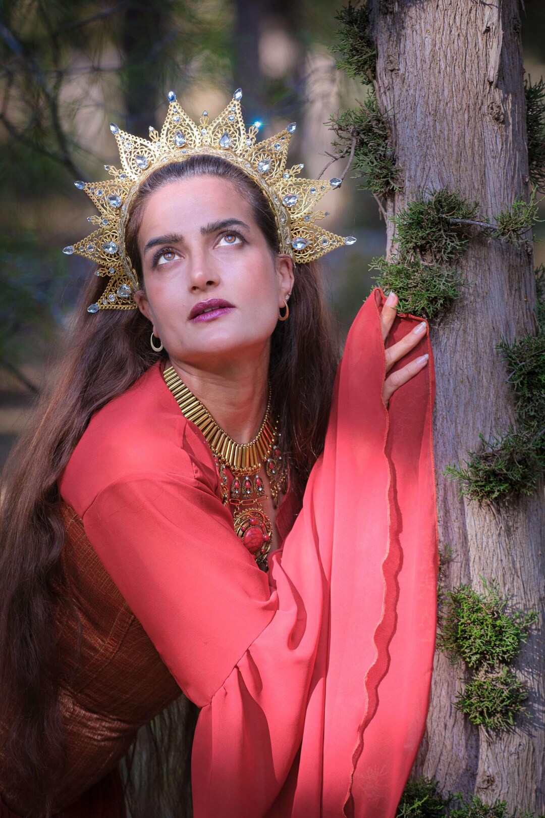 Gold Goddess Headpiece, Spiked Halo Headdress, Halo Headdress Headpiece ...