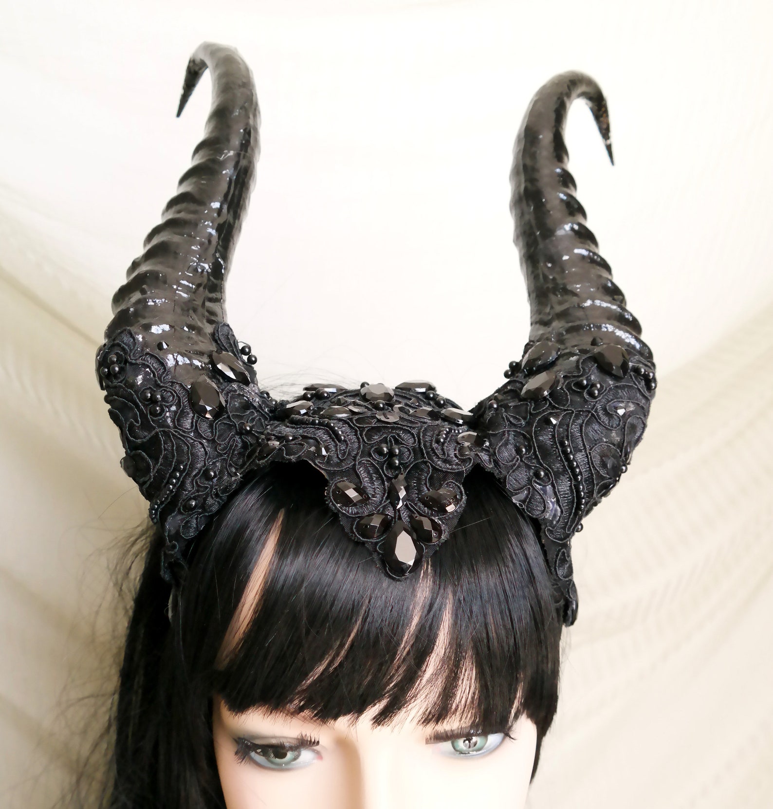Maleficent Horns Headpiece Succubus Horn Headdress Dragons - Etsy UK