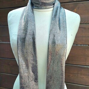 Metallic Silver Scarf Silver Skinny Scarf Silver Print - Etsy