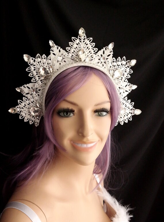 Snow Queen Headdress Ice Queen Crown Winter Goddess Crown - Etsy