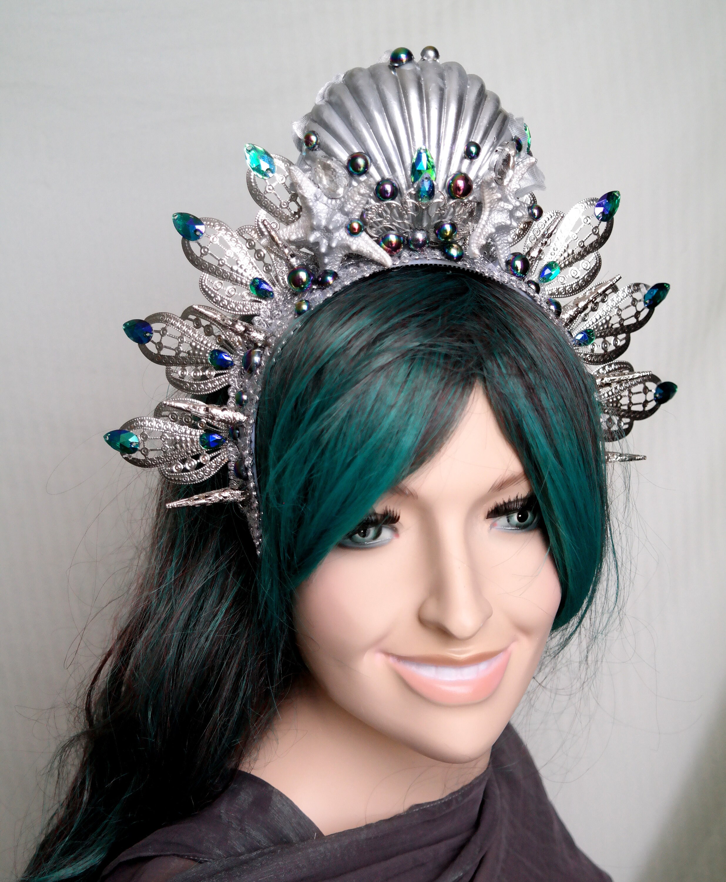 Mermaid Headpiece, Blue Green Mermaid Crown, Mermaid Crown Tiara ...
