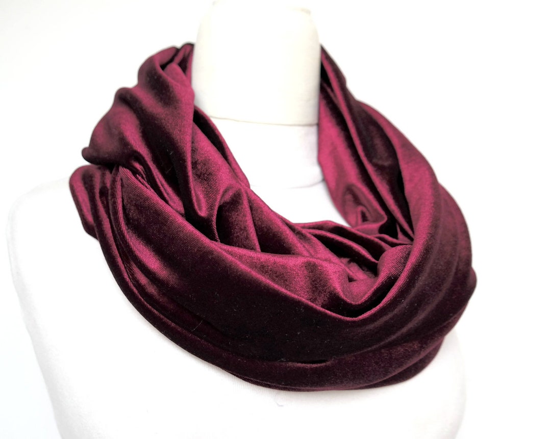 Velvet Scarf, Burgundy Velvet Scarf, Velvet Infinity Scarf, Women Scarf ...