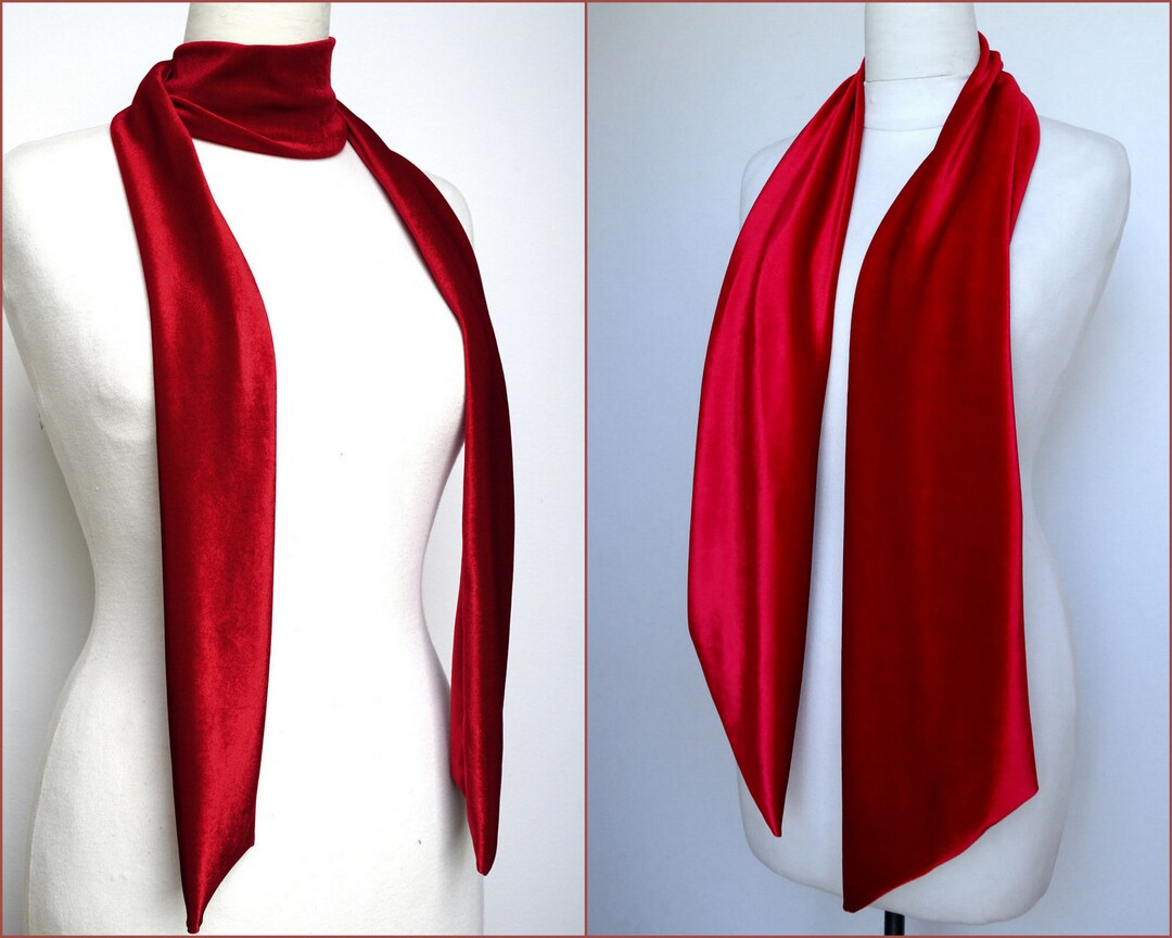 Velvet Scarf, Red Velvet Scarf, Skinny Scarf Velvet, Scarf Headband ...