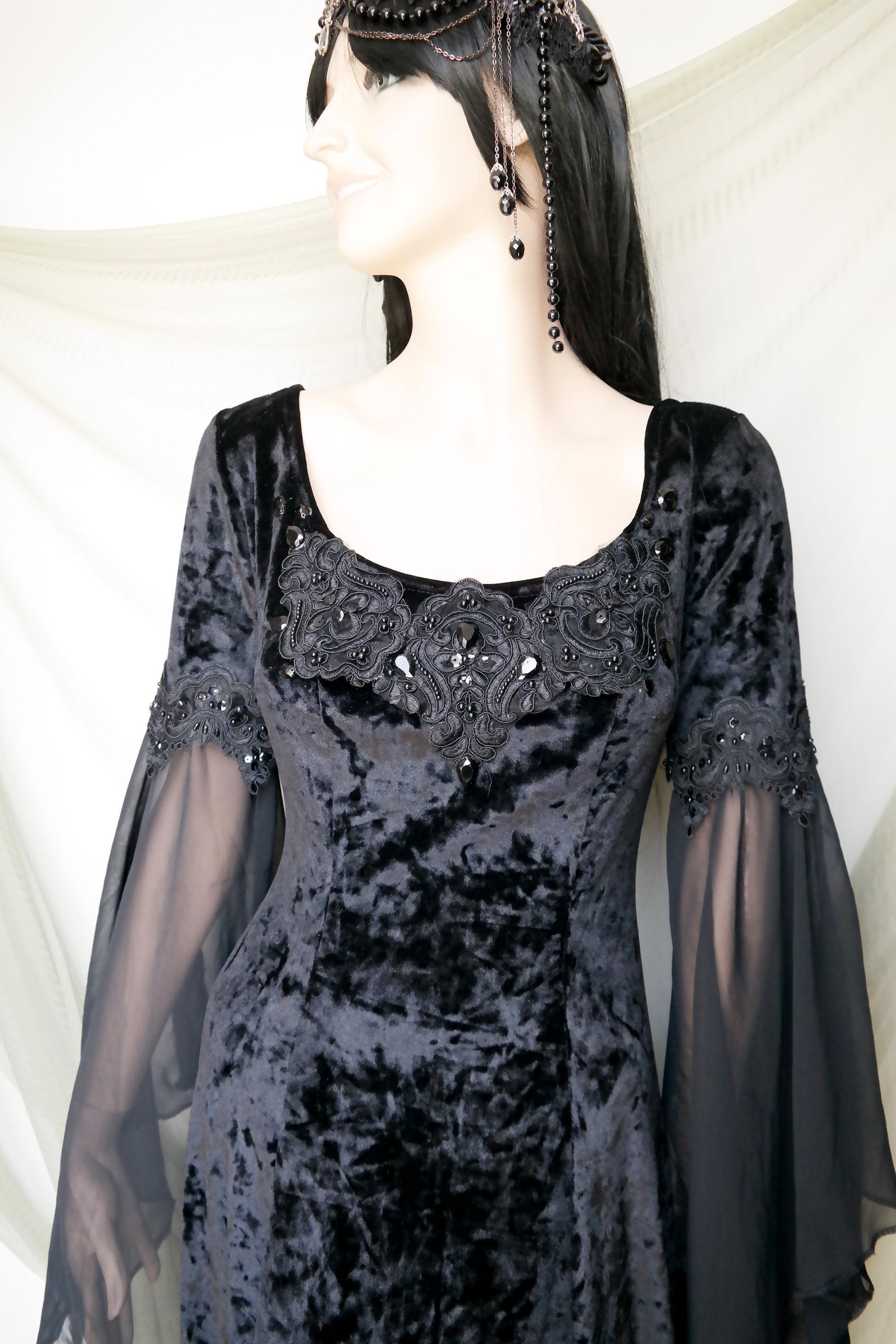 Gothic Velvet Medieval Dressת Pre Made - Ready to Ship, Dark Fairy ...
